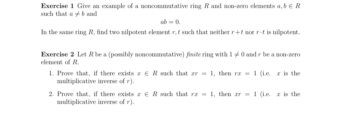 Solved please solve 1 ﻿and 2 ﻿:)Exercise 1 ﻿Give an example | Chegg.com