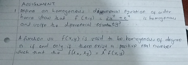 Solved 1 ﻿Define an homogenous differential equation of | Chegg.com