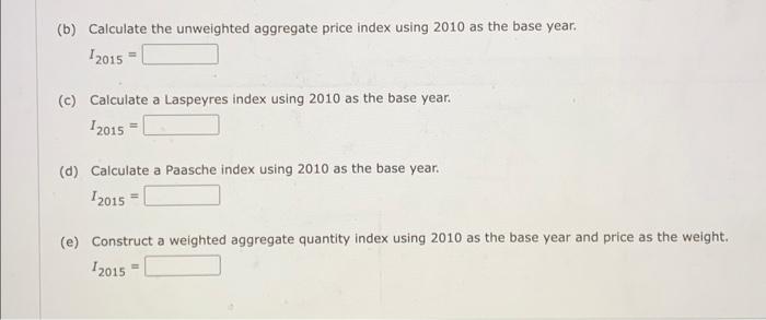 Solved (a) Calculate the price relative index for each item, | Chegg.com