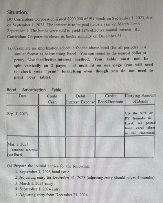 Solved Situation: BU Curriculum Corporation issued $900,000 | Chegg.com