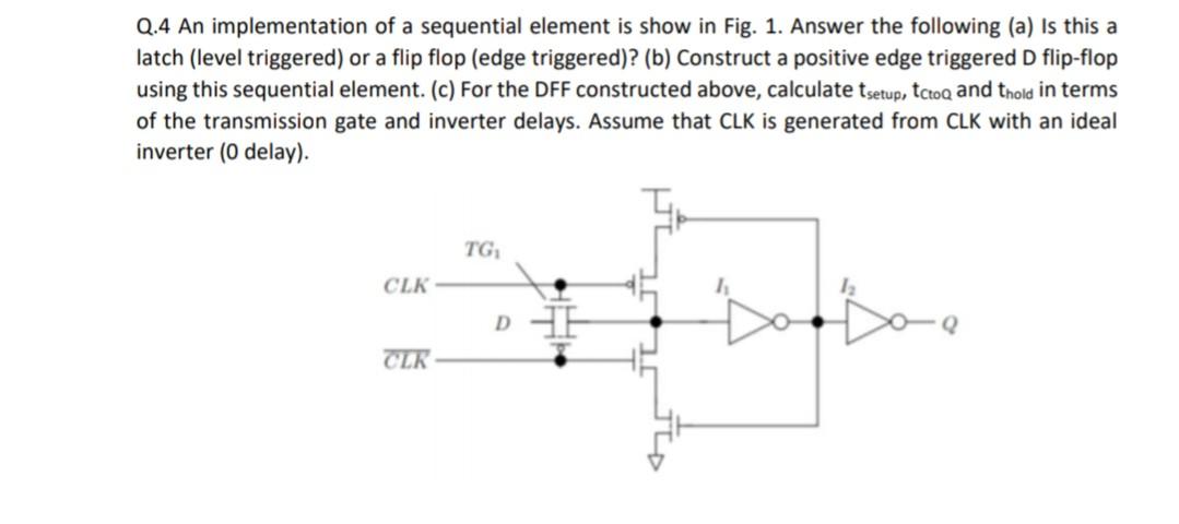 An implementation of a sequential element is show in | Chegg.com