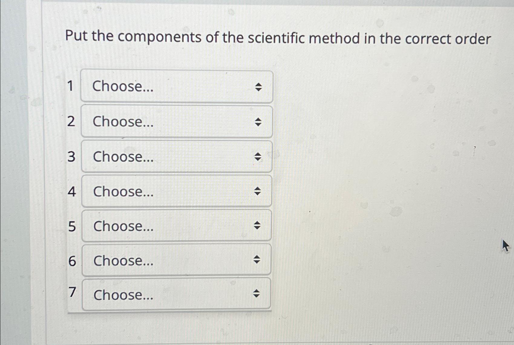 Solved Put the components of the scientific method in the | Chegg.com