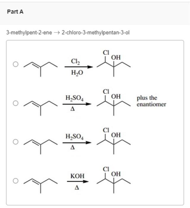 Solved Part A 3-methylpent-2-ene → | Chegg.com