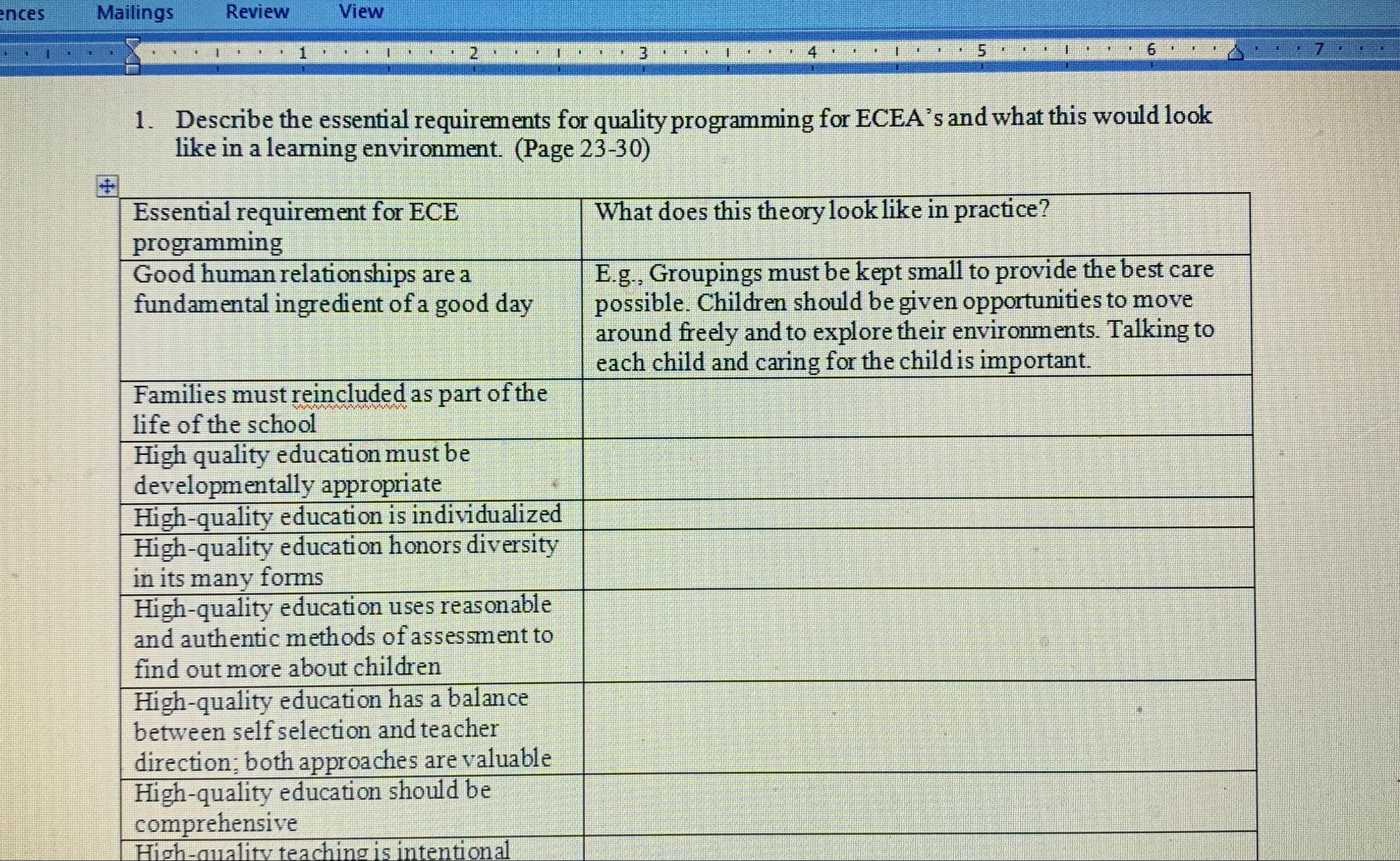 Solved MailingsReviewViewDescribe the essential requirements | Chegg.com