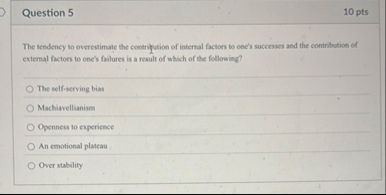 Solved Question 510 ﻿ptsThe tendency to overestimate the | Chegg.com