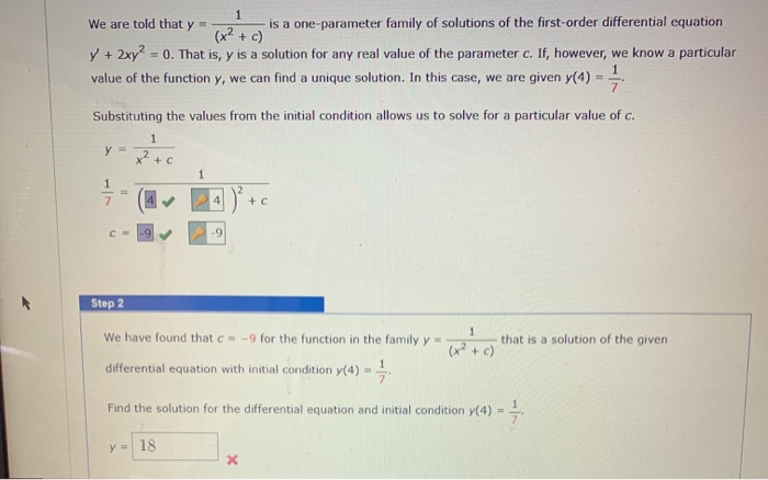 Solved 1 We are told that y = is a one-parameter family of | Chegg.com