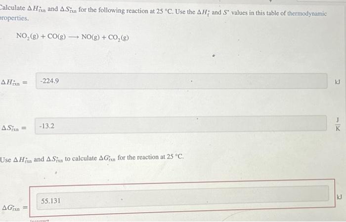 Solved Calculate AHin and ASixn for the following reaction | Chegg.com