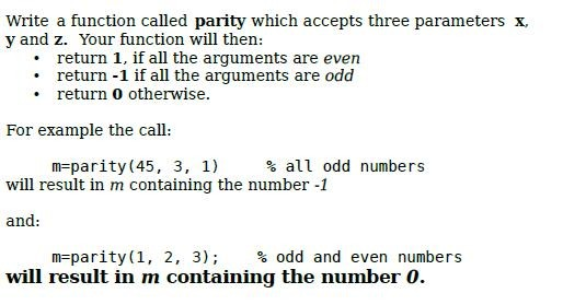 Solved Write a function called parity which accepts three | Chegg.com