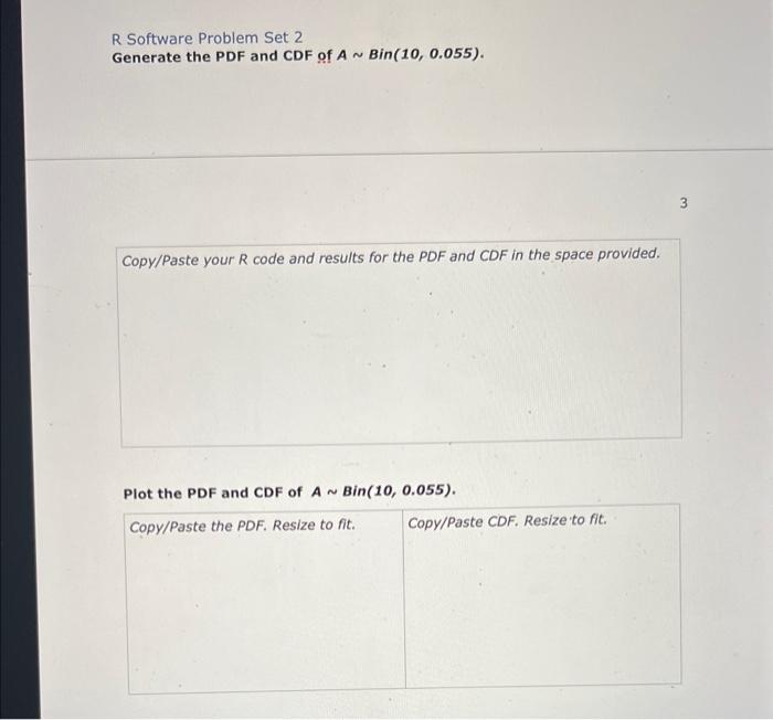 Solved R Software Problem Set 2 Generate the PDF and CDF of | Chegg.com