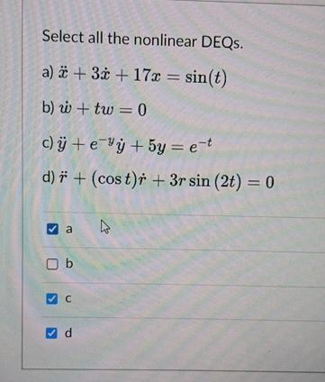 Solved Select all the nonlinear | Chegg.com