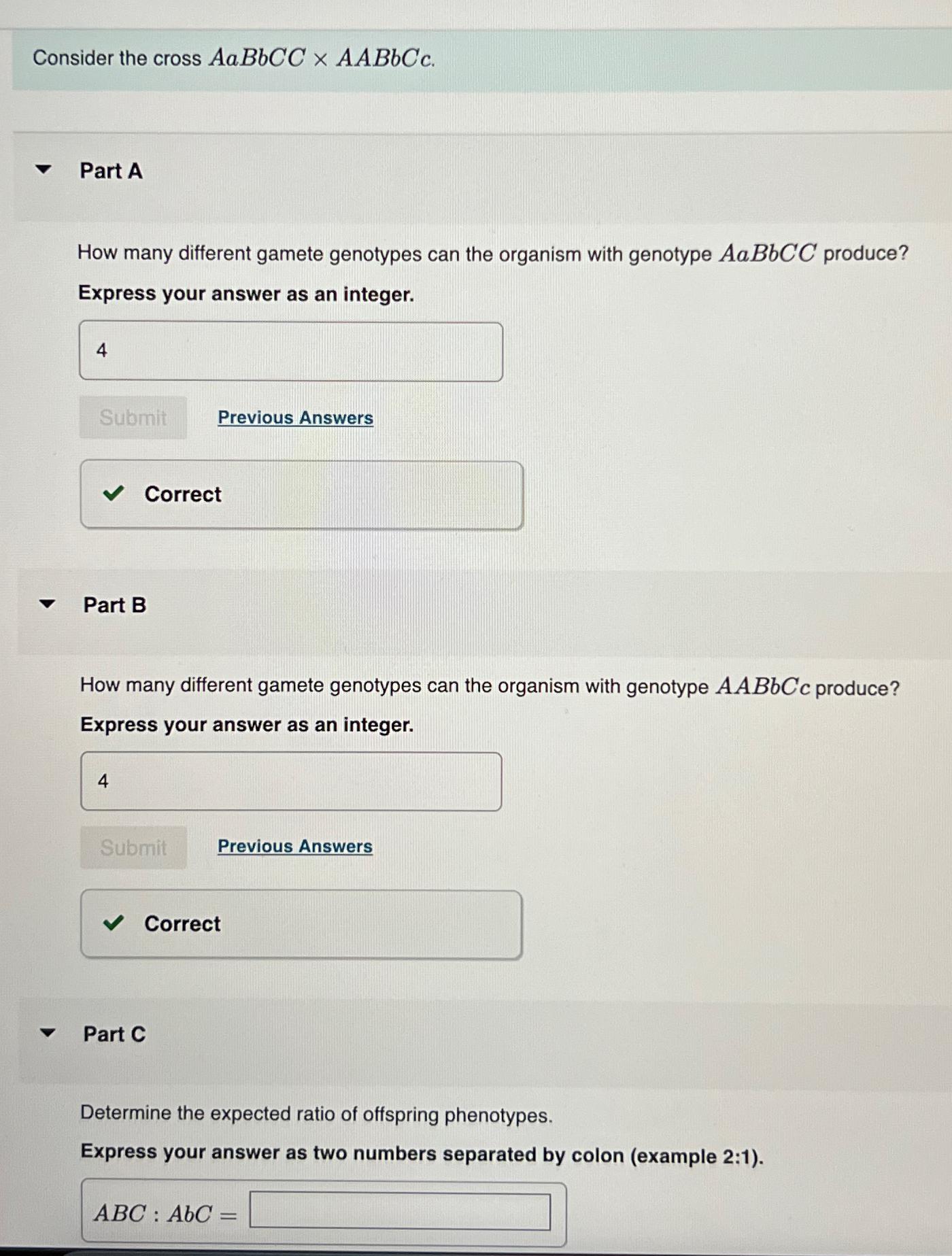 Solved Please help with part c Consider the cross | Chegg.com