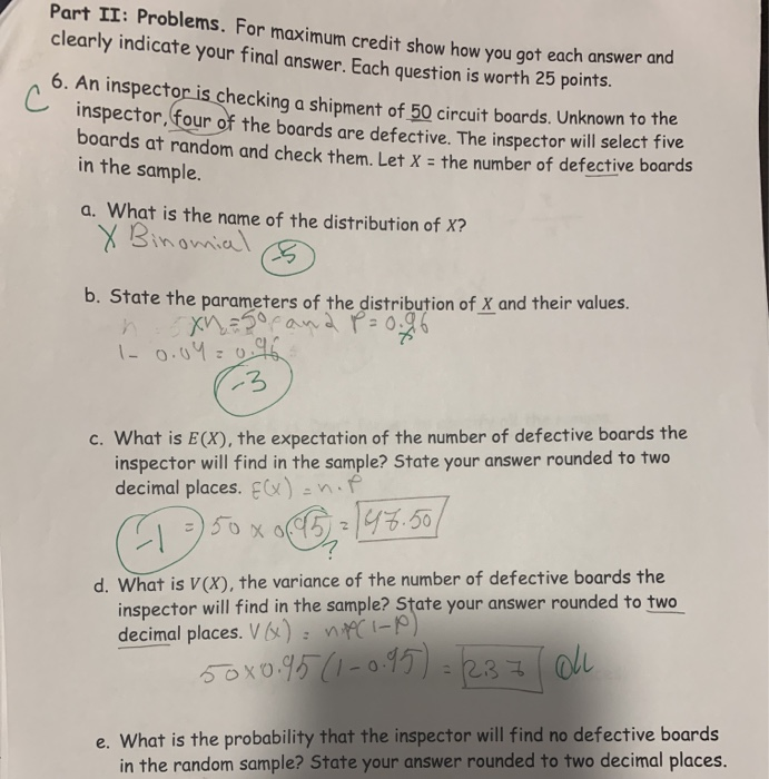 Solved Part II: Problems. For maximum credit show how you | Chegg.com