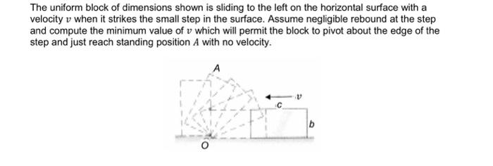 Solved The uniform block of dimensions shown is sliding to | Chegg.com