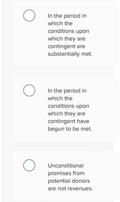 Solved When are unconditional promises to give recognized as | Chegg.com