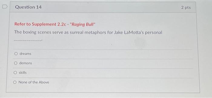 Refer to Supplement 2.2c - "Raging Bull" The boxing | Chegg.com