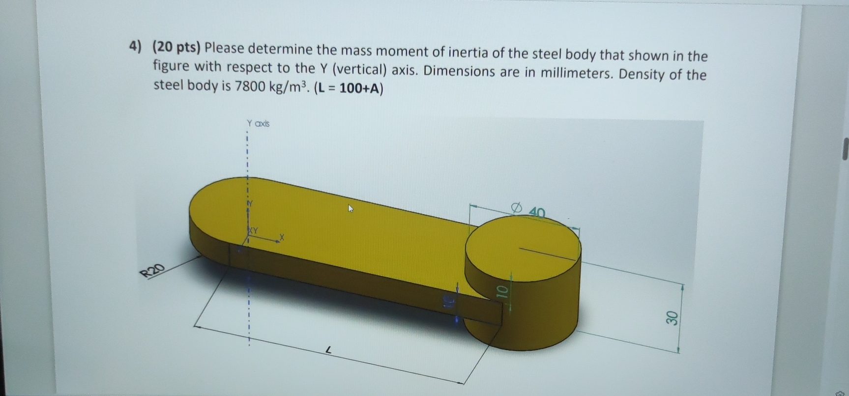 Solved (20 pts) Please determine the mass moment of | Chegg.com Solved (20 pts) Please determine the mass moment of | Chegg.com