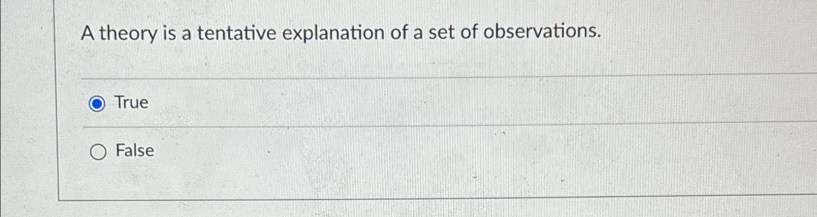 Solved A theory is a tentative explanation of a set of | Chegg.com