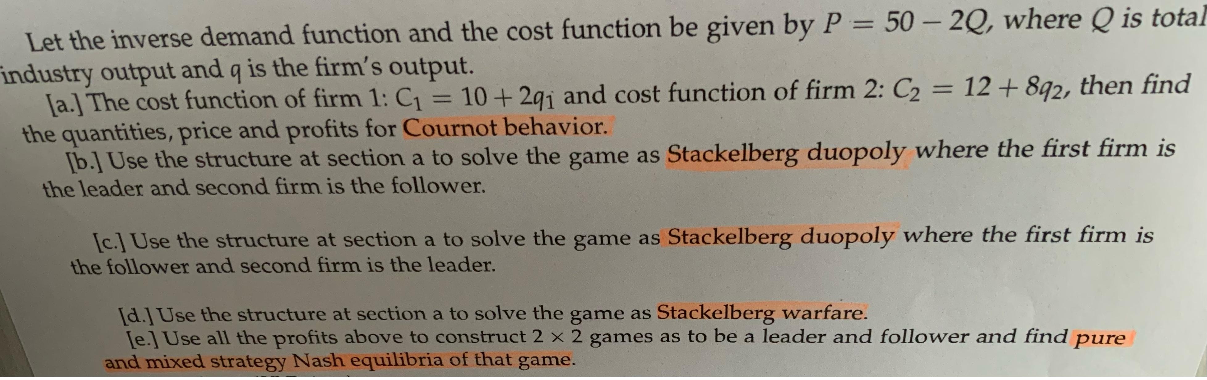 Solved Let the inverse demand function and the cost function | Chegg.com