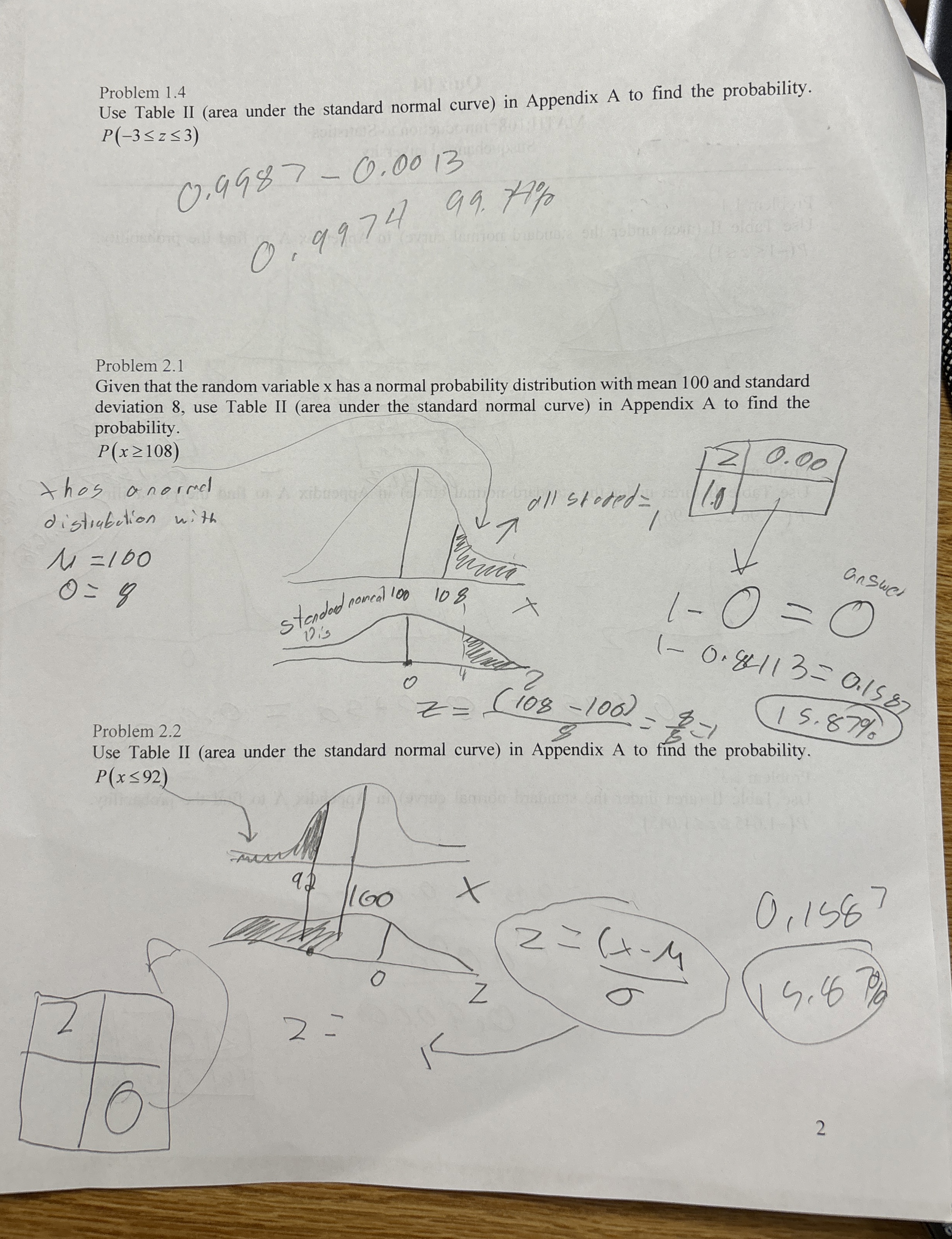 Solved Problem 1.4Use Table II (area under the standard | Chegg.com