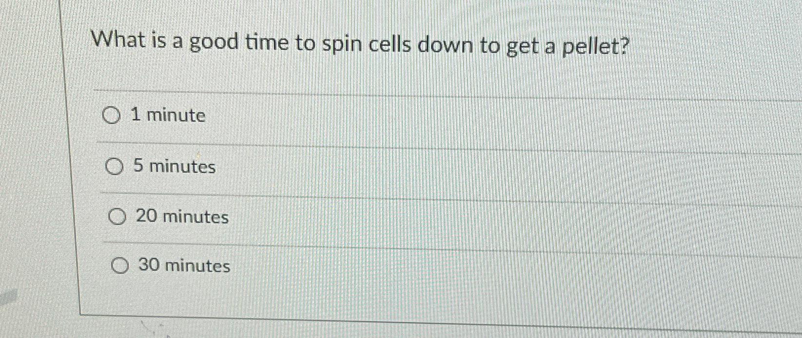Solved What is a good time to spin cells down to get a | Chegg.com