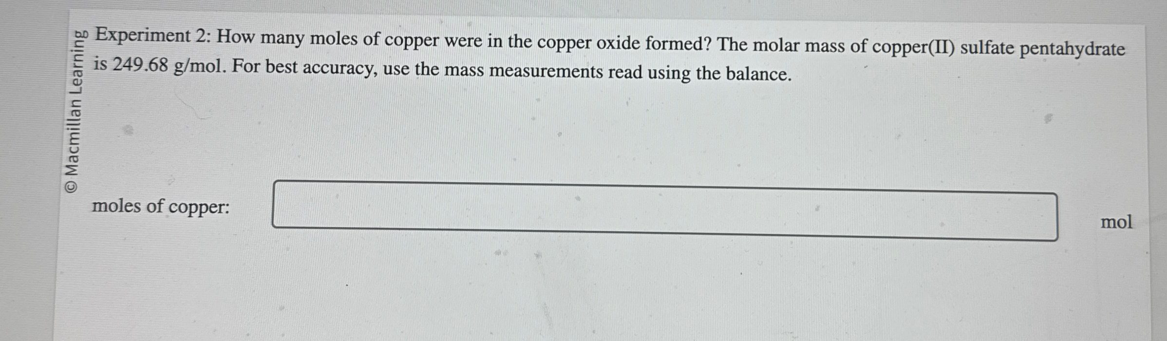 High Quality SOLUTION Experiment 2: How many moles of copper were in ...