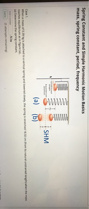 Solved (b) The mass is set in simple harmonic motion (SHM) | Chegg.com