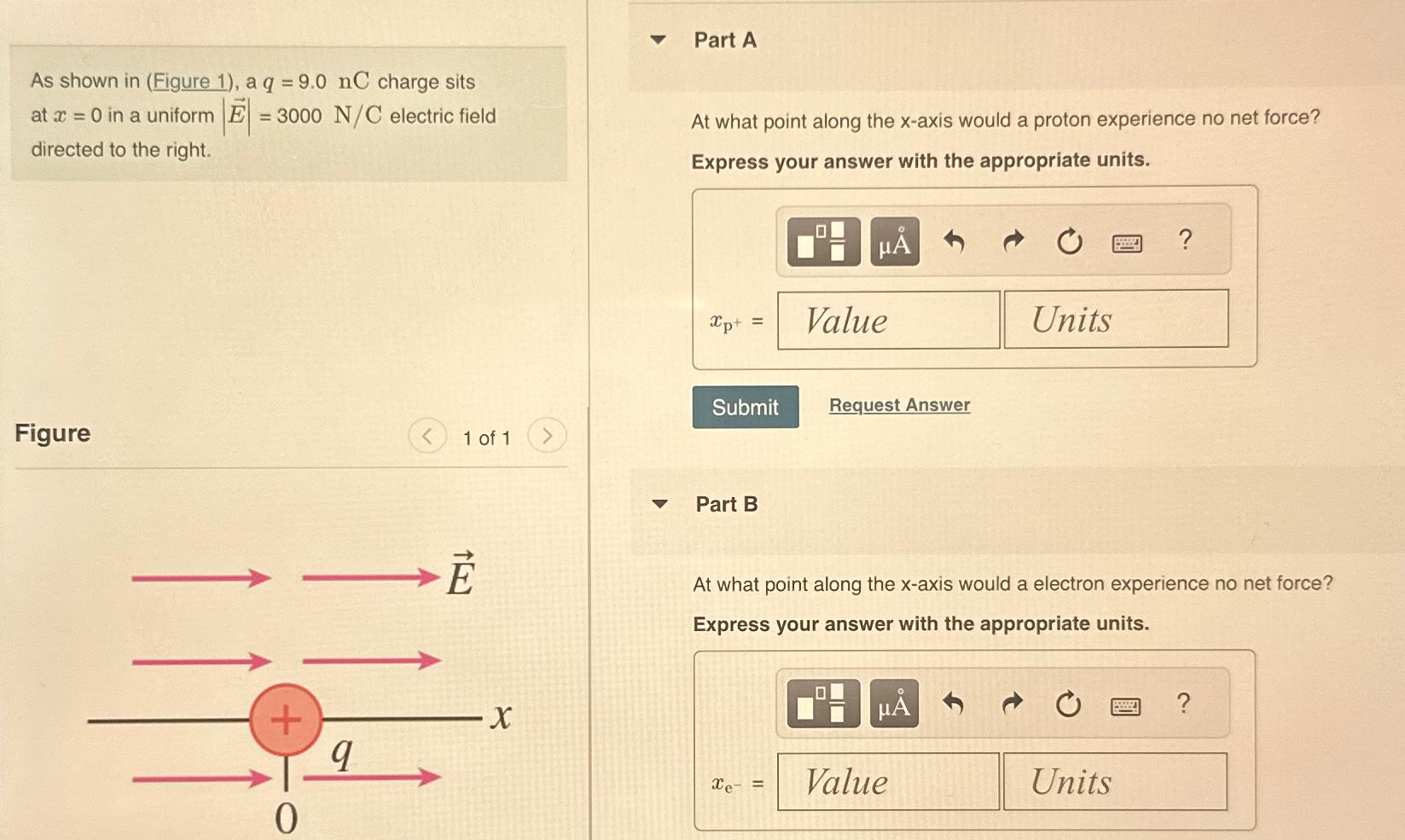 Solved Part A\\nAs shown in (Figure 1), a q=9.0nC charge | Chegg.com