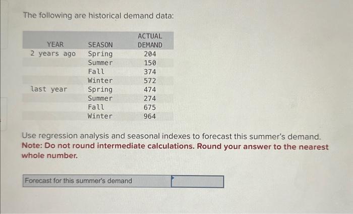 Solved The following are historical demand data: Use | Chegg.com Solved The following are historical demand data: Use | Chegg.com
