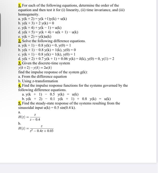 Solved 1. For each of the following equations, determine the | Chegg.com
