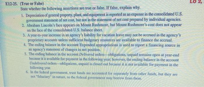 Solved 2-25. (True or False) State whether the following | Chegg.com