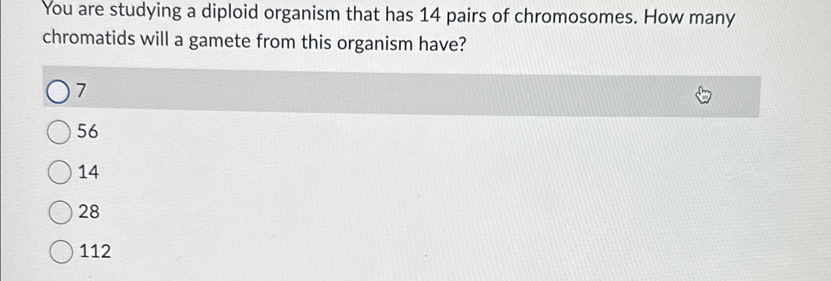 Solved You are studying a diploid organism that has 14 | Chegg.com