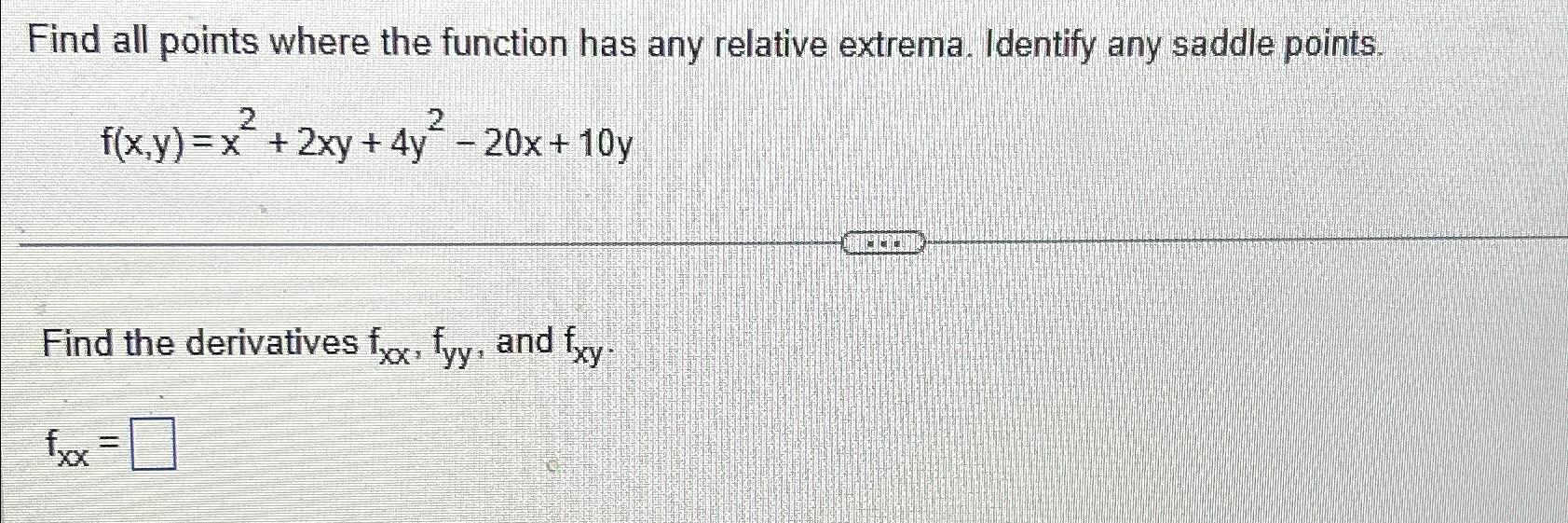 Solved Find all points where the function has any relative | Chegg.com