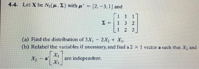 Solved Multivariable StatisticsQuestion 6Only do 4.5 b) and | Chegg.com