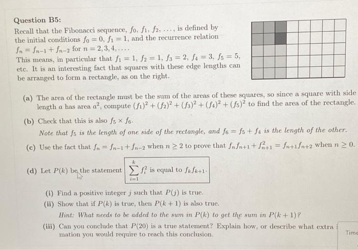 Solved Question B5: Recall that the Fibonacci sequence, fo, | Chegg.com