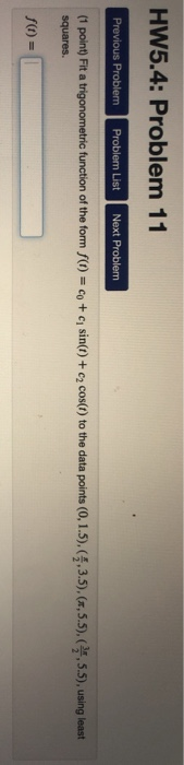 Solved HW5.4: Problem 11 Previous Problem Problem List Next | Chegg.com