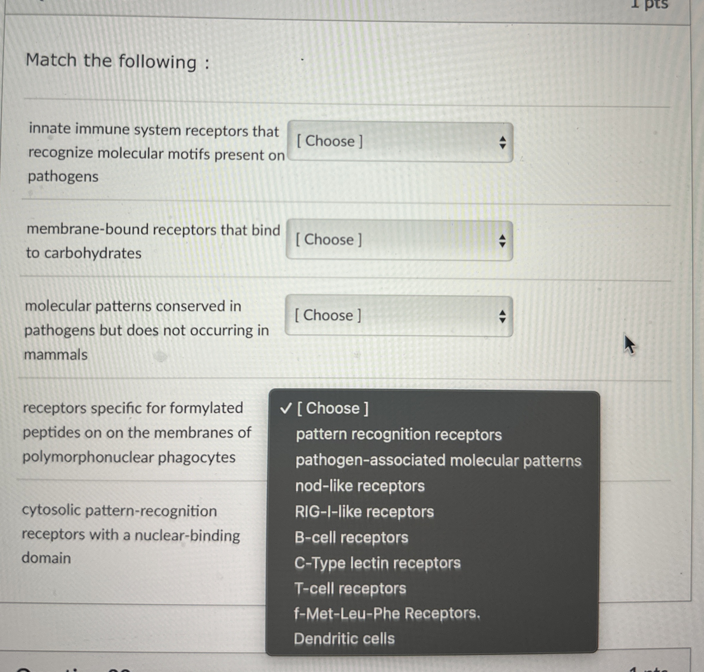 Solved Match the following:innate immune system receptors | Chegg.com