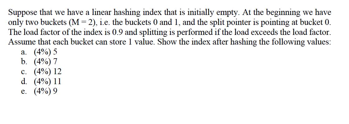 Solved Suppose that we have a linear hashing index that is | Chegg.com