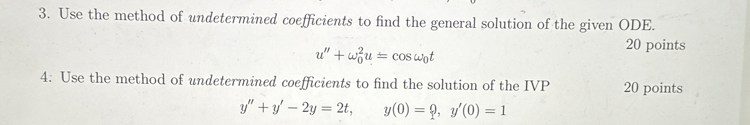Solved Use the method of undetermined coefficients to find | Chegg.com