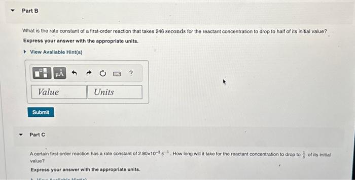 Solved Half-life equation for first-order reactions: | Chegg.com