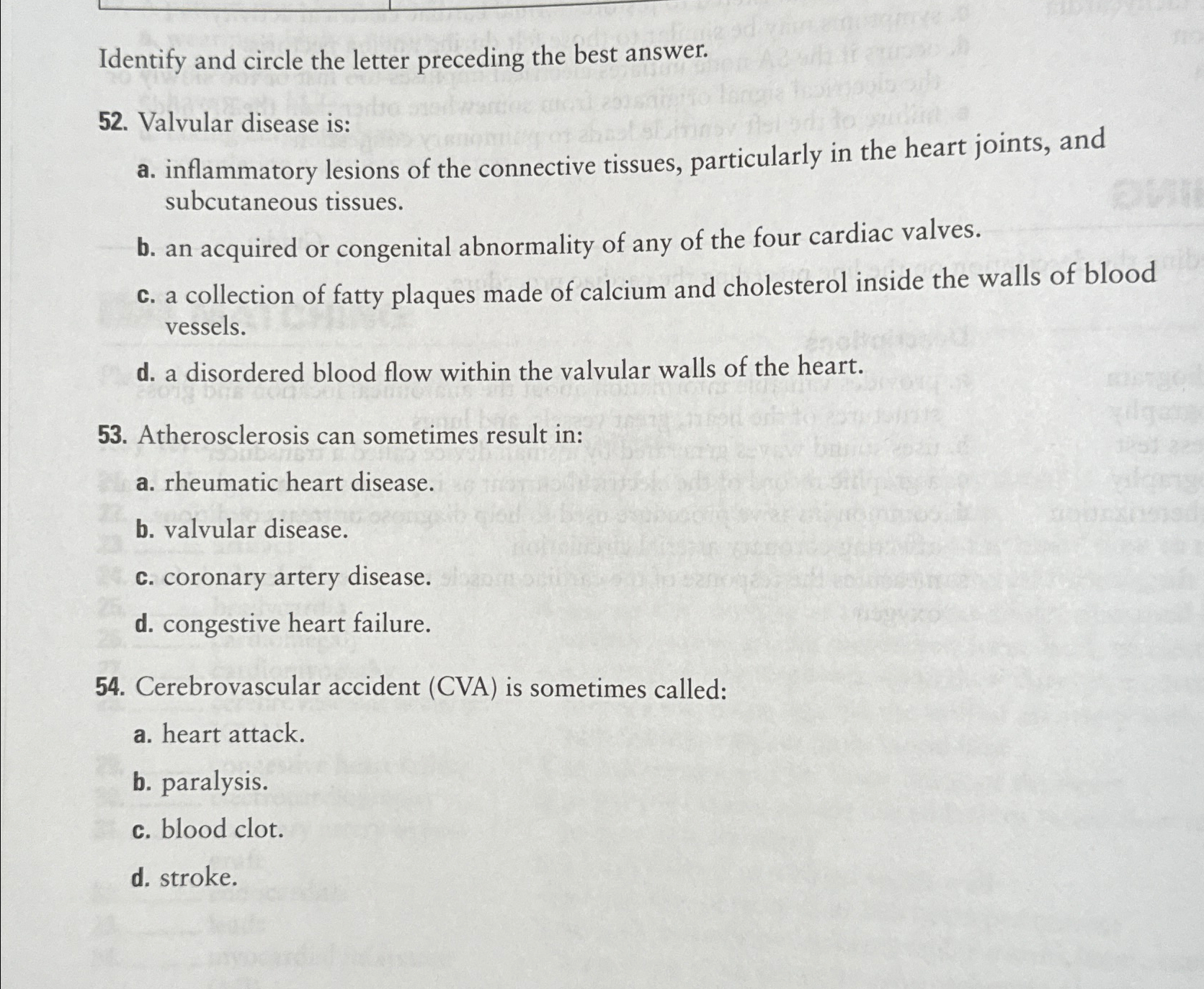 Solved Identify and circle the letter preceding the best | Chegg.com