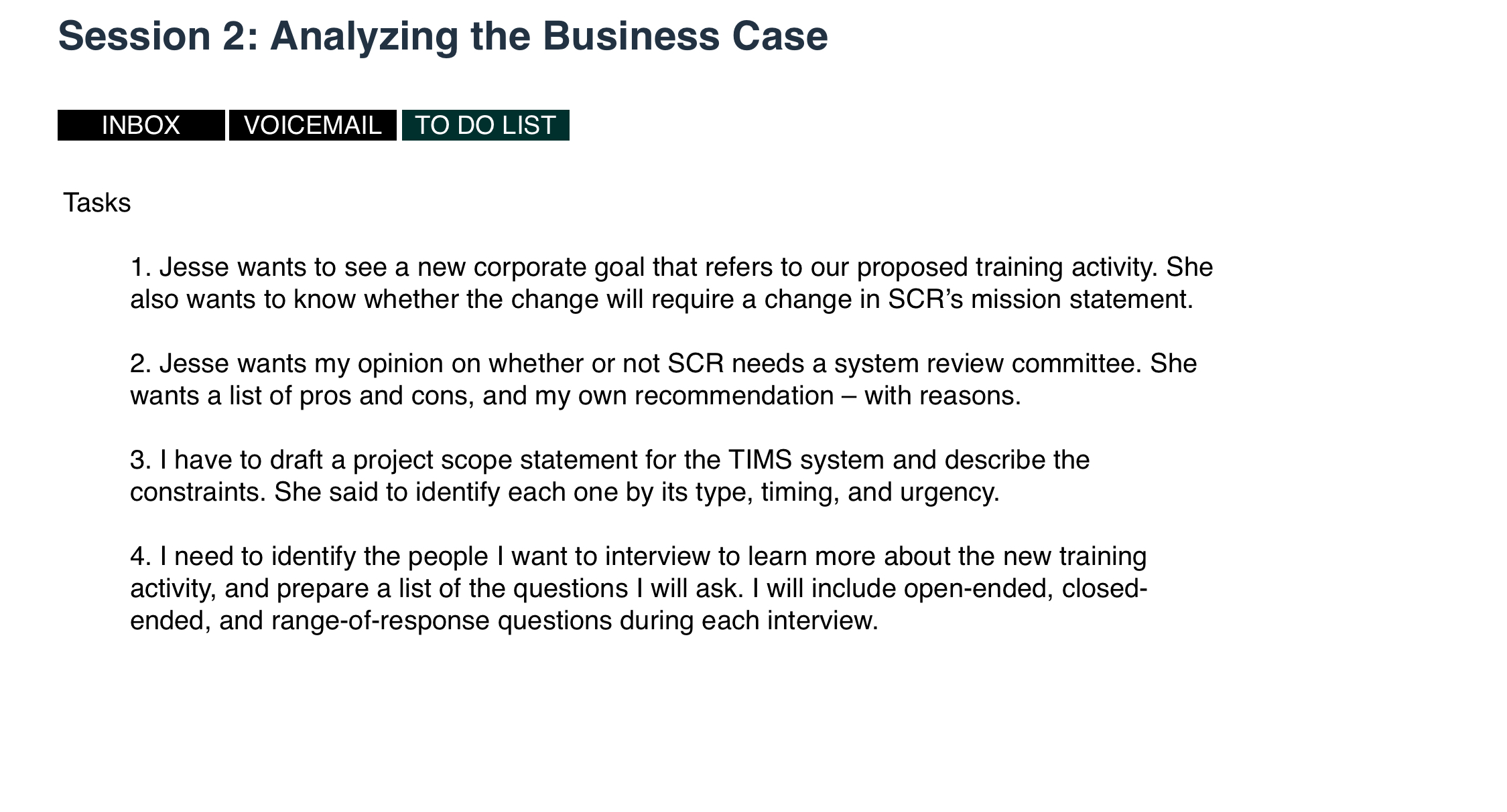Solved Session 2: Analyzing the Business | Chegg.com