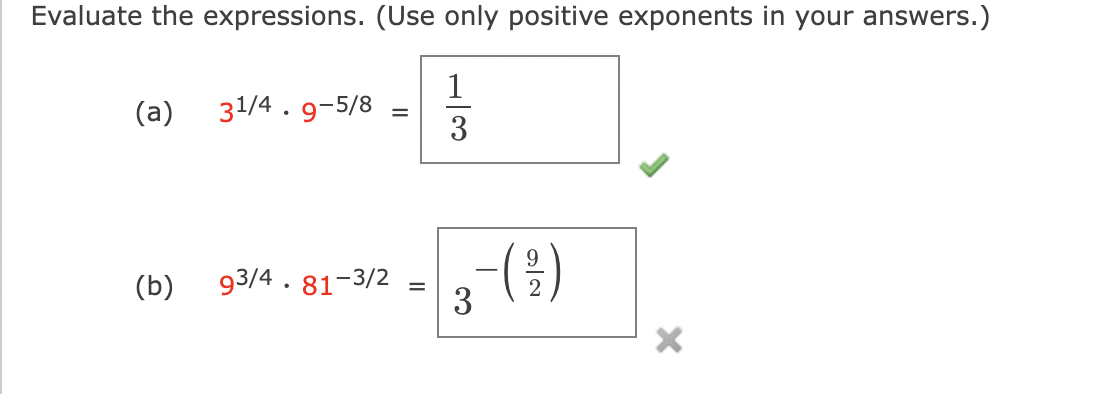 Solved Evaluate the expressions. (Use only positive | Chegg.com