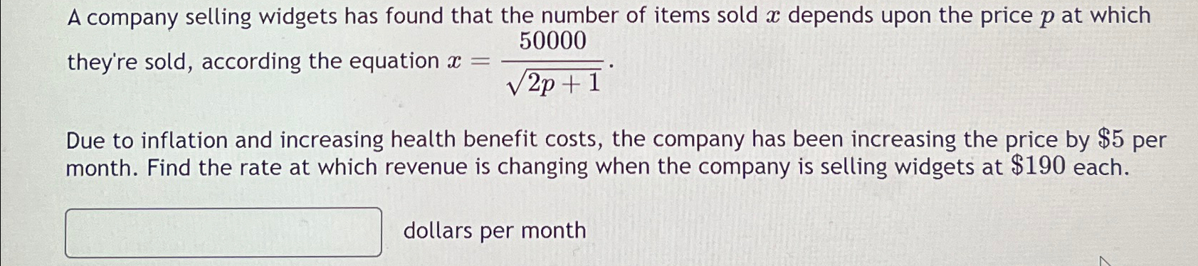 Solved A company selling widgets has found that the number | Chegg.com