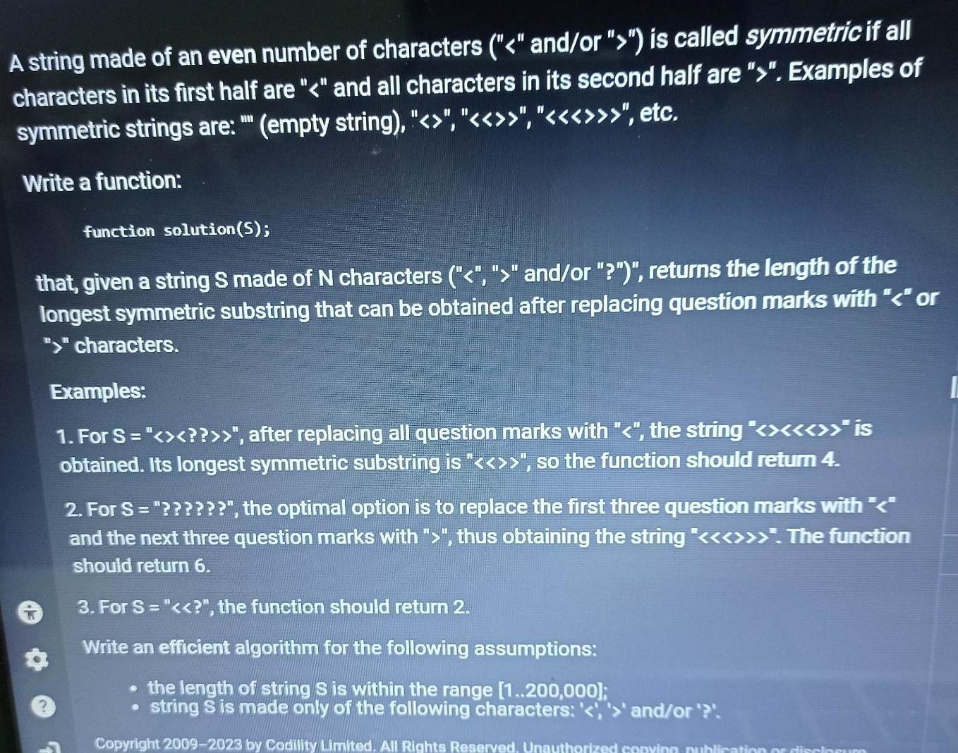 Solved string made of an even number of characters