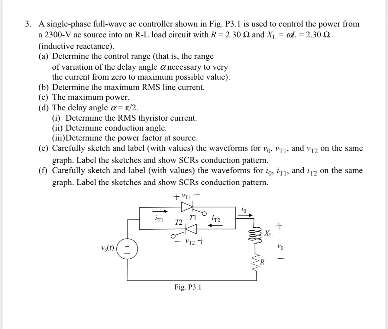 Solved A single-phase full-wave ac controller shown in Fig. | Chegg.com