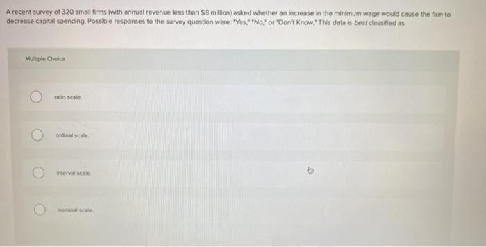 Solved A recent survey of 320 small firms with annuat | Chegg.com