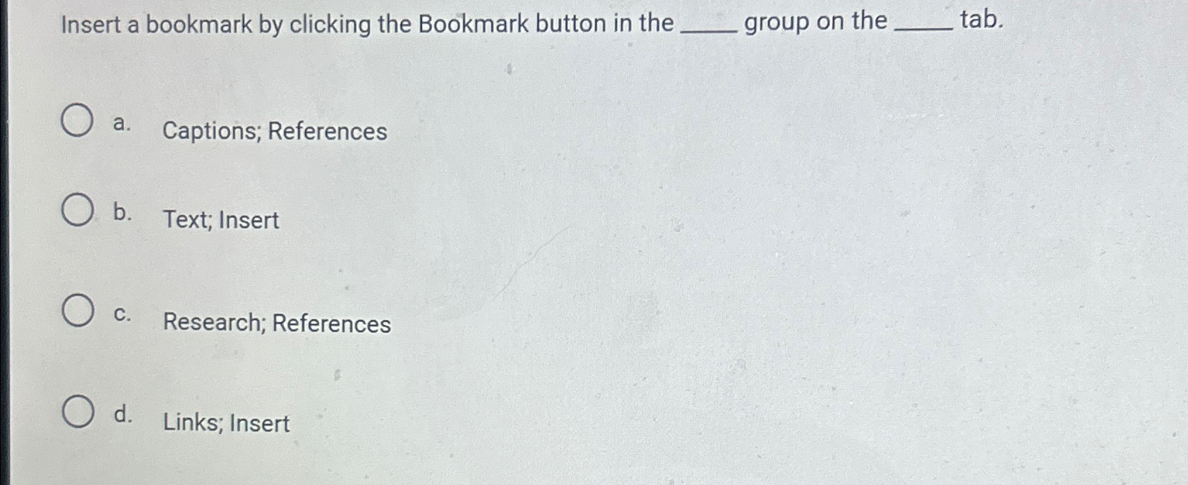 Solved Insert a bookmark by clicking the Bookmark button in | Chegg.com