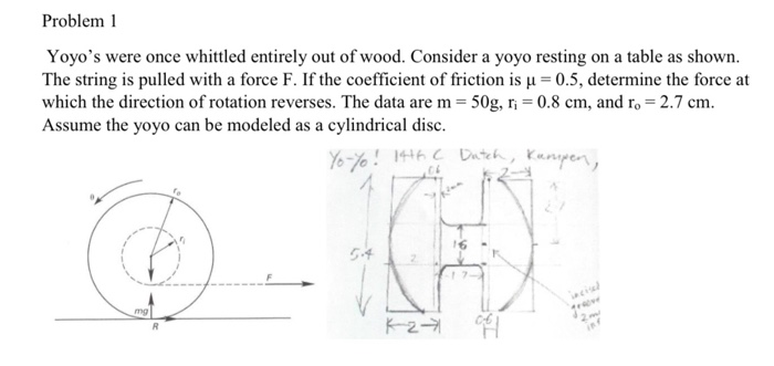 Solved Problem 1 Yoyo's were once whittled entirely out of | Chegg.com