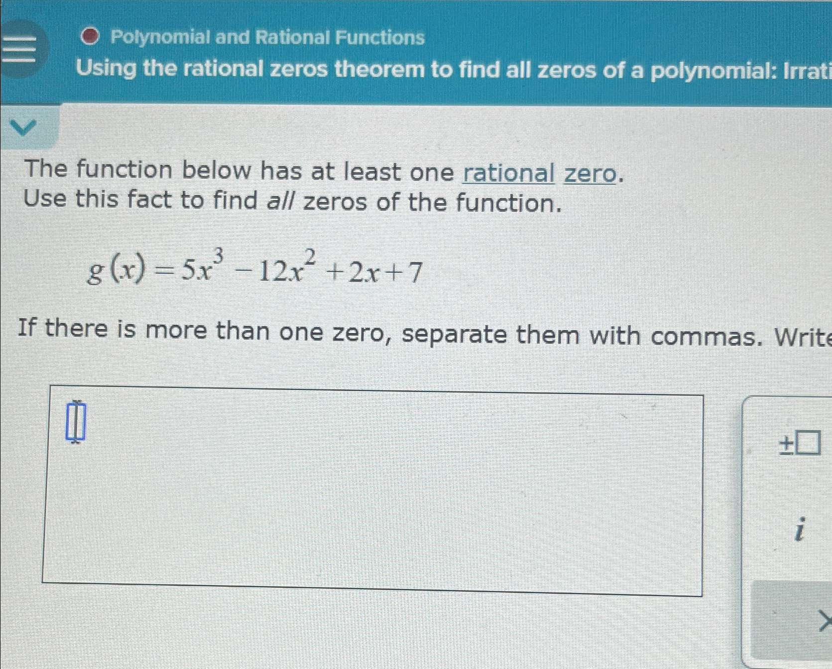 Solved Polynomial and Rational FunctionsUsing the rational | Chegg.com
