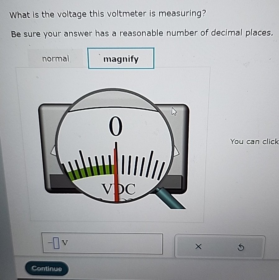 Solved What is the voltage this voltmeter is measuring?Be | Chegg.com